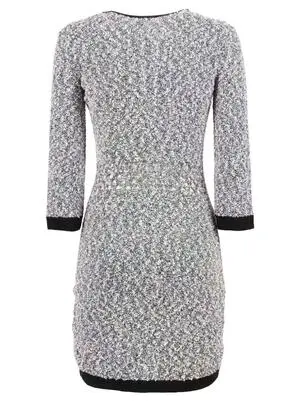 Elisabetta Franchi Bouclé-knit Open-work Dress - Grey