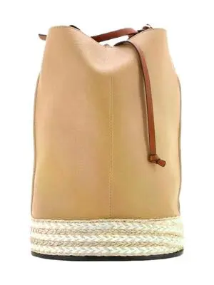 Loewe Gate Leather And Suede With Raffia Medium Bucket Bag - Brown