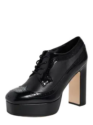 L'Agence Tania Lace-up Platform Block Heel Shoes - Black