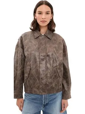 Lioness Faux Leather Kenny Bomber Jacket - Chocolate