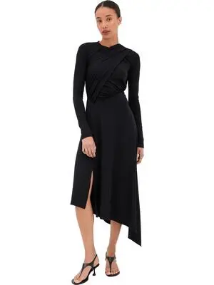 Victoria Beckham Long Sleeve Wrap Dress - Black