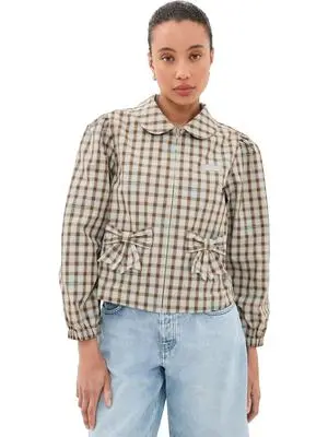 Sandy Liang Necco Jacket In Plaid - Brown Multi