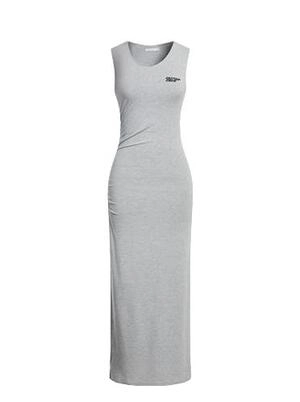 Patrizia Pepe Sleeveless Midi Dress In Light Polyester Blend - Light Grey