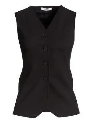 Max Mara Tailored Vest In Viscose, Polyamide, And Elastane - Black
