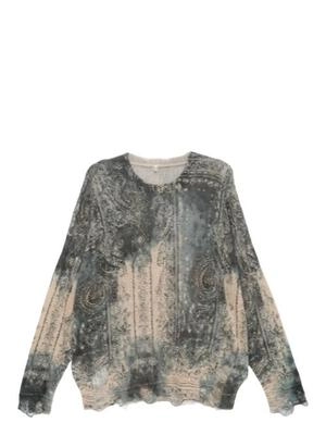 R13 Printed Boyfriend Sweater - Gray