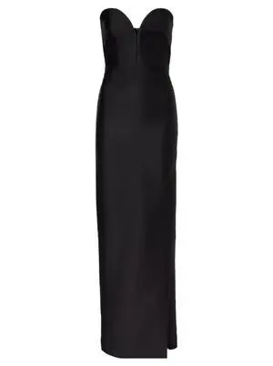 Roland Mouret Strapless Taffeta Gown With Back Zip And Side Slit - Black