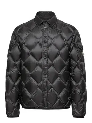 Moncler Collared Quilted Shirt Jacket - Black