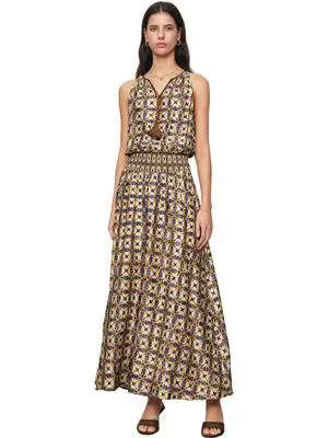 Fabrique Jocelyn Sleeveless Dress In Crinkled Silk Blend - Multicolor