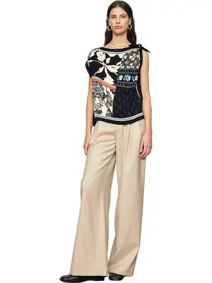 FABRIQUE Fabrique Gracie Scarf Panel Tie Shoulder Sleeveless Top In Viscose
