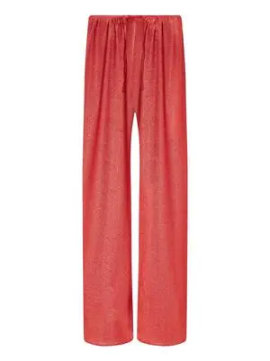 Oseree Lumière Metallic Lurex Wide-leg Pants - Red