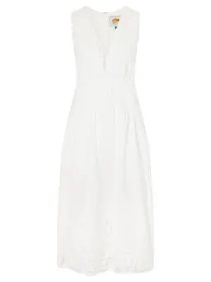 Farm Rio Embroidered Linen Midi Dress - Neutrals