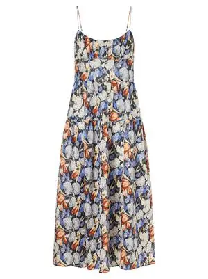 DÔEN Benoit Floral-print Ramie Tiered Midi Dress - Multi