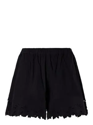 Sea Eleannora Embroidered Cotton And Linen-blend Shorts - Black
