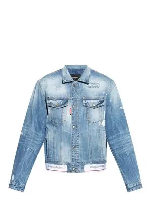 Dsquared2 Distressed Denim Jacket With Metal Buttons - Blue