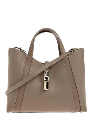 Furla Goccia Leather Top Handle Bag With Gold Clasp - Brown