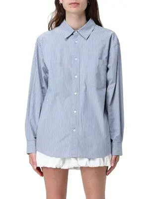 DUNST Striped Cotton Blend Shirt - Blue
