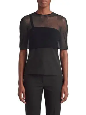 Paloma Wool Sheer V-neck Top - Black