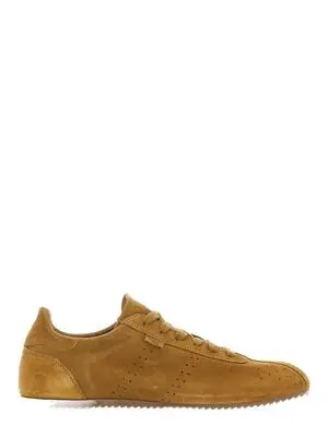 AMI Paris Suede Low-top Lace-up Sneakers With Embossed Logo - Brown