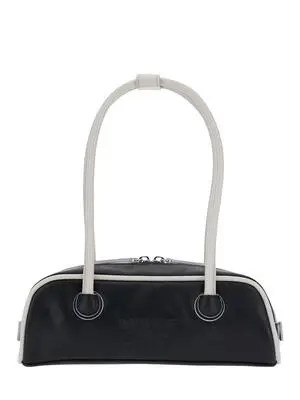 MARGESHERWOOD Smooth Leather Shoulder Bag With Double Handle And Zip - Black