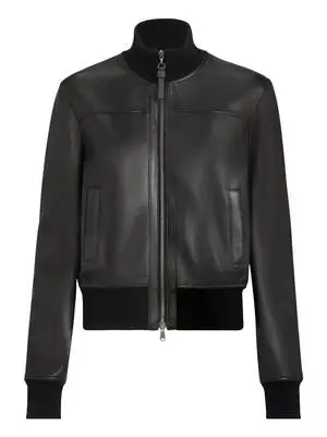 Brunello Cucinelli Nappa Leather Outerwear Jacket With Monili - Black
