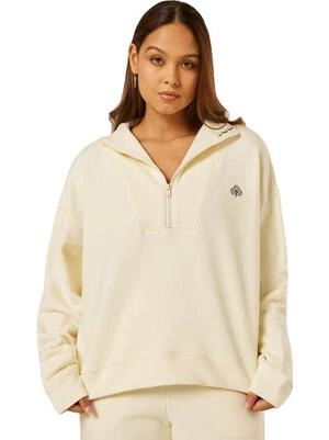 BE ATHLETICA Varsity Athletica Quarter-zip Sweatshirt - Marshmallow