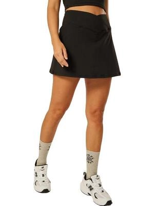 BE ATHLETICA Stretch Wrap-waist Tennis Skort - Black