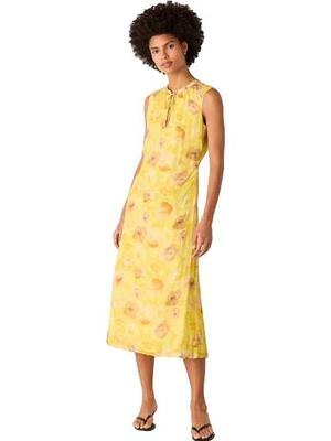 Whistles Sunshine Floral Textured Midi Dress - Yellow/ Multi