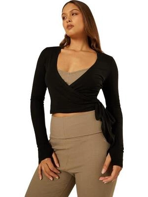 BE ATHLETICA Ultimate Wrap Top - Black