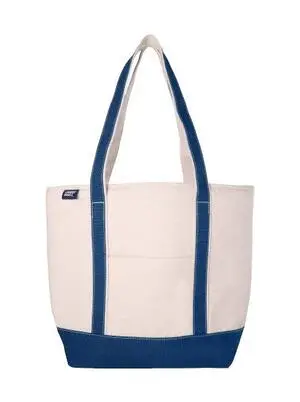 LANDS' END Two-toned Insulated Canvas Tote Bag With Zip Closure - Navy