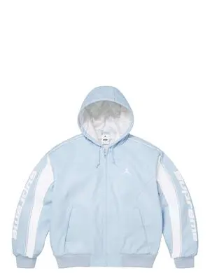 Supreme X Jordan Hooded Leather Jacket - Blue