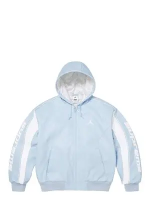 Supreme X Jordan Hooded Leather Jacket - Blue