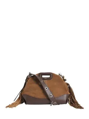 Maje Miss M" Suede And Leather Top Handle Bag - Brown