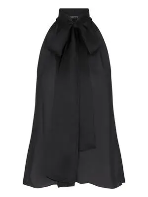 TOM FORD Halterneck Silk Chiffon Top With Tie Detail And Open Back - Black