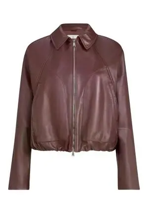 Brunello Cucinelli Nappa Leather Drawstring Jacket With Monili - Red