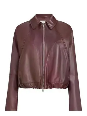 Brunello Cucinelli Nappa Leather Drawstring Jacket With Monili - Red