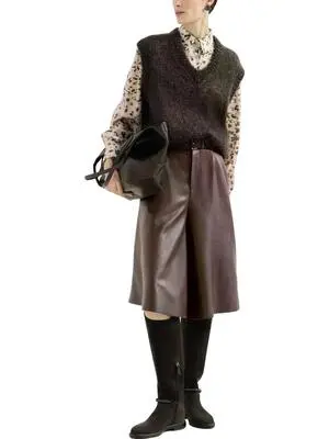 BRUNELLO CUCINELLI Brunello Cucinelli Nappa Leather Wide Bermuda Shorts With Monili