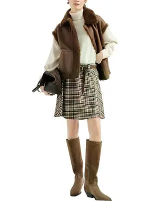 Brunello Cucinelli Fuzzy Shearling Reversible Vest With Monili - Brown