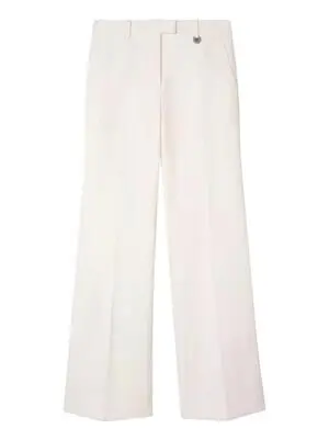 BURBERRY Burberry Tailored Slim Fit Cotton Blend Twill Trousers With Flared Hem