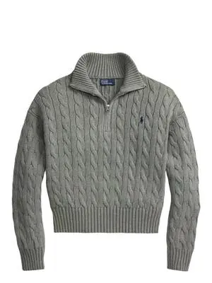 Polo Ralph Lauren Cable-knit Quarter-zip Sweater - Grey