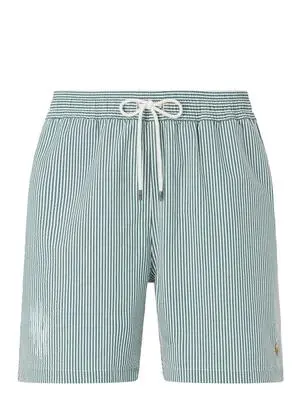 Polo Ralph Lauren Traveler Striped Seersucker Swim Shorts - Green