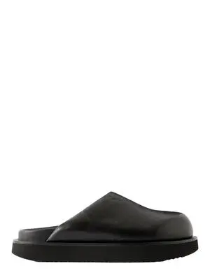 Rick Owens Padded Leather Platform Mules - Black