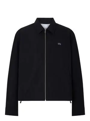 Loewe Logo Embroidered Cotton-blend Zip-up Jacket - Black