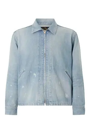 FULLCOUNT Distressed Denim Zip-up Jacket - Blue