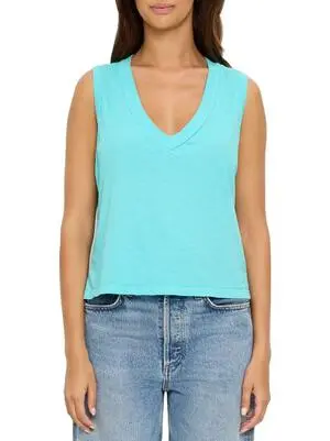 Michael Stars Michael Stars V-Neck Cotton Slub Top Aruba