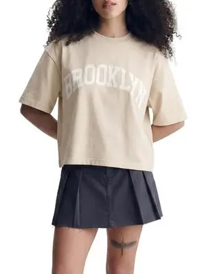 Brooklyn Industries Boxy Cropped Graphic T-shirt - Sandshell