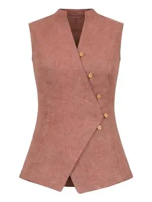 LUMINA ELIGMA The Isla Linen Vest Ensemble - Brown