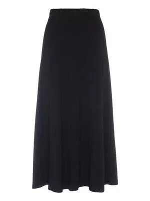 UNCLEAR Cotton Rib Covered Elastic Waistband Midi Panel Skirt