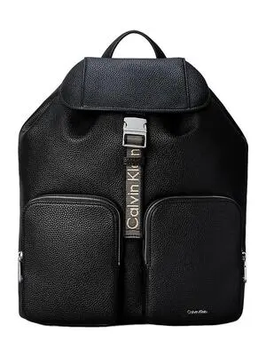 Calvin Klein Calvin Klein Logo Strap Flap Backpack Black