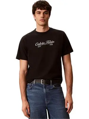 Calvin Klein Cursive Logo Graphic Tee - Black