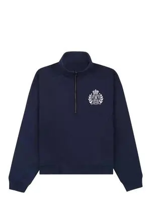 SPORTY & RICH Logo-print Quarter-zip Sweater - Blue